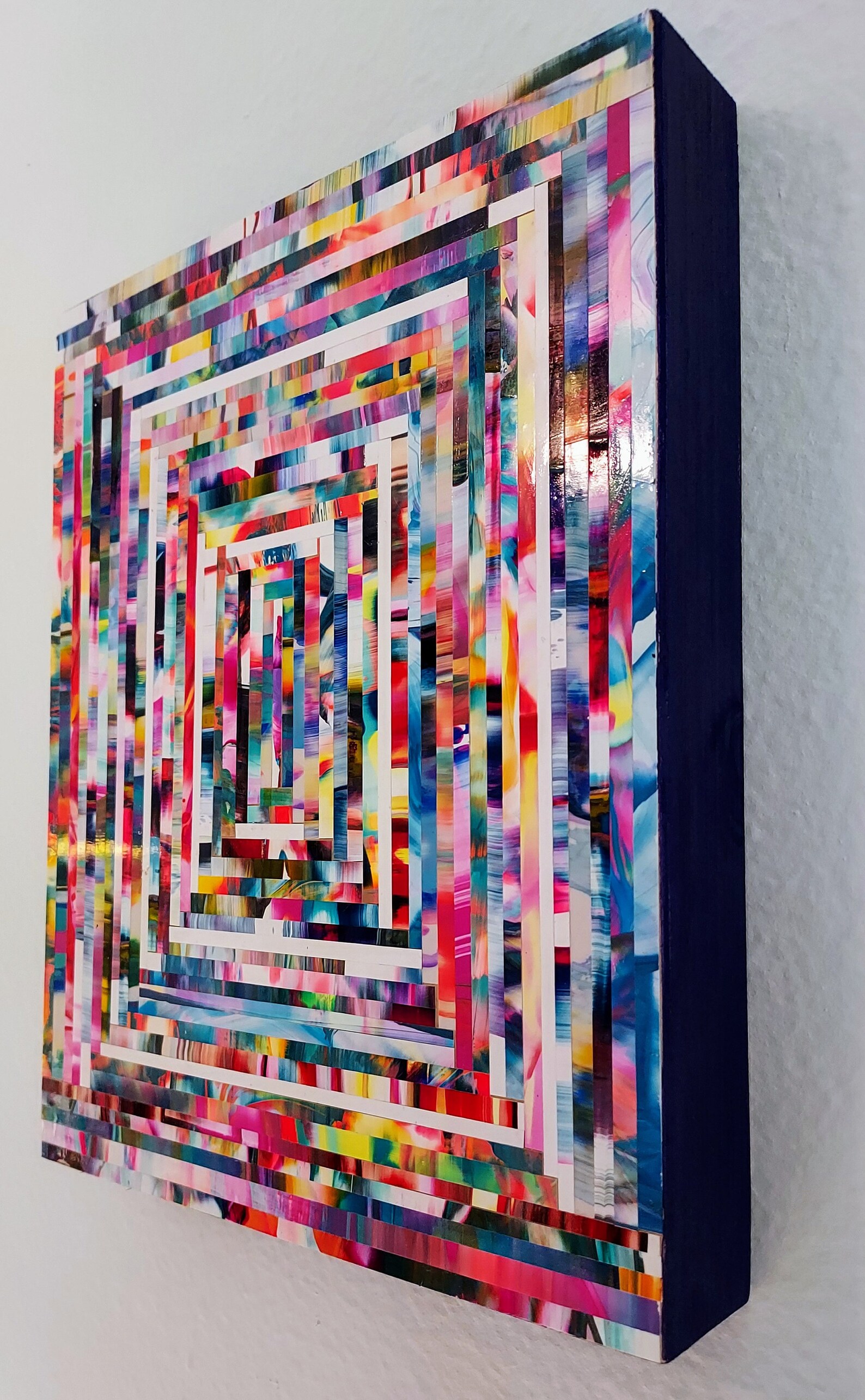 Unique Abstract Log Cabin Collage Original Mixed Media Art Color Lover ...