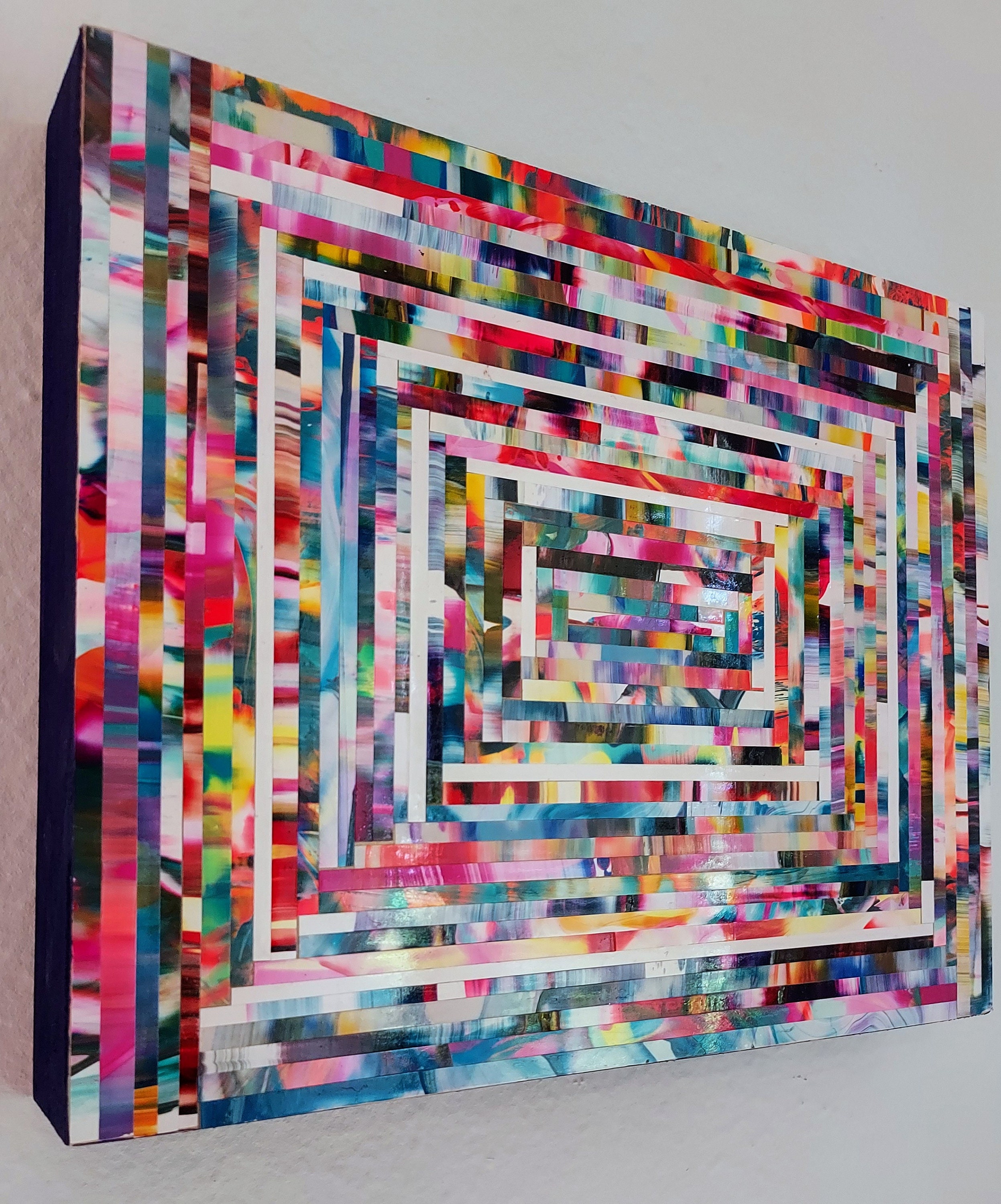 Unique Abstract Log Cabin Collage Original Mixed Media Art Color Lover ...