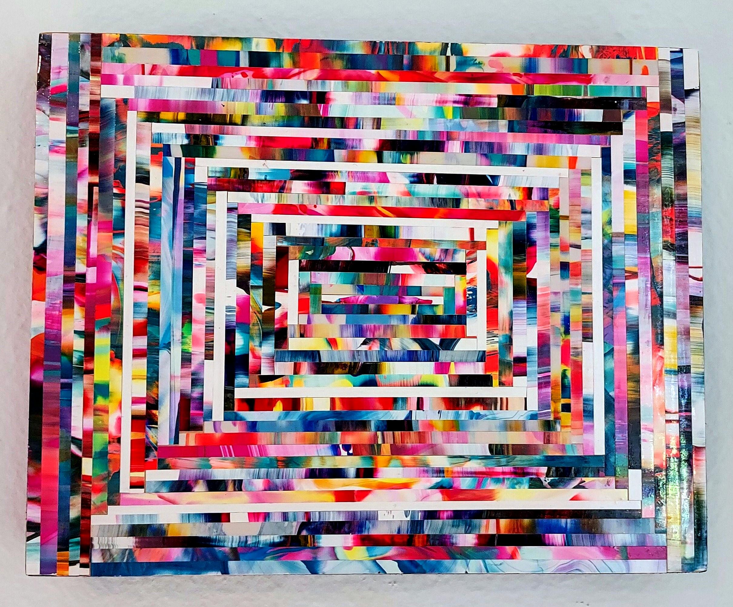 Unique Abstract Log Cabin Collage Original Mixed Media Art Color Lover ...