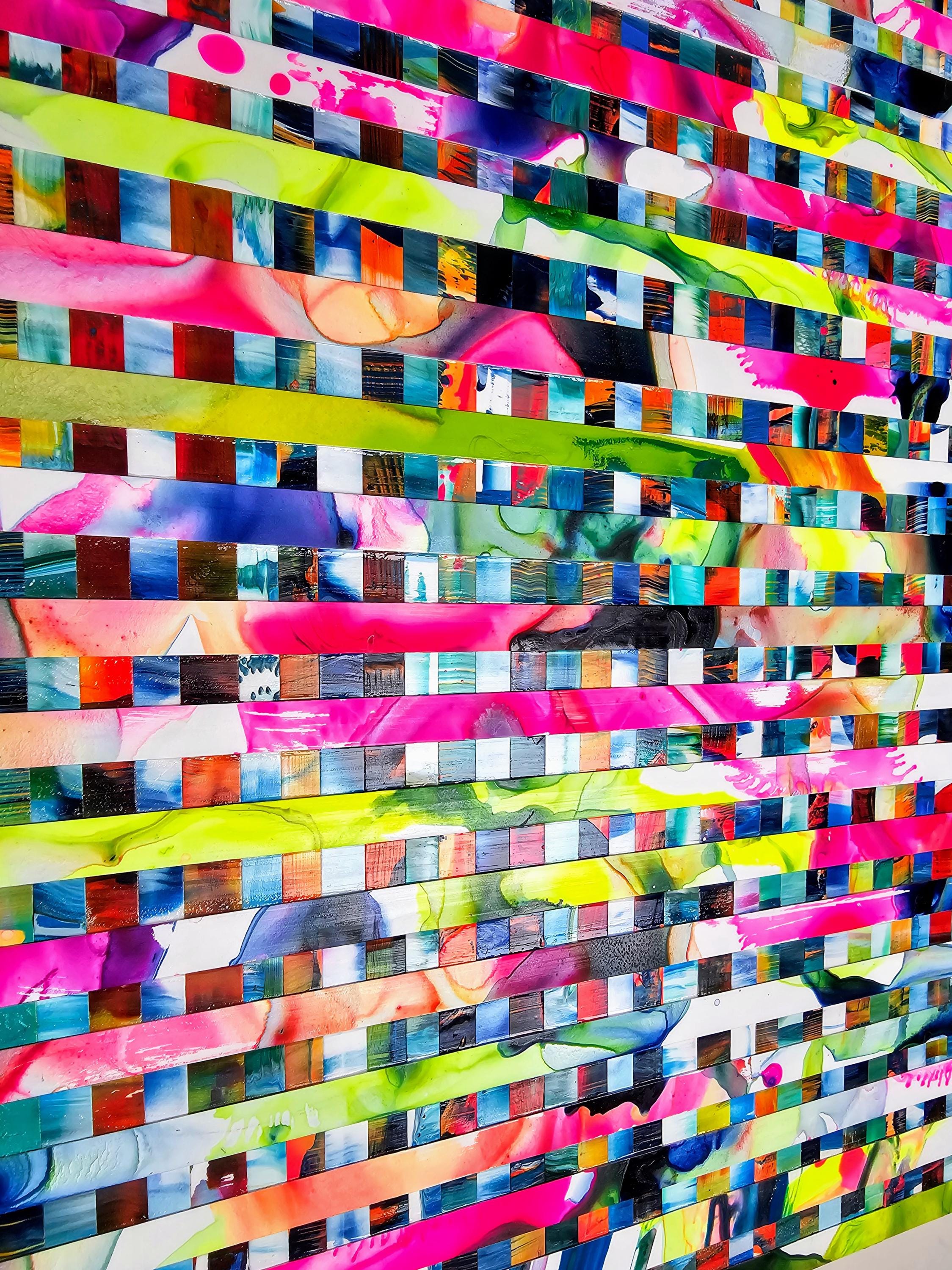 Colorful Abstract Collage Artwork Bright Vivid Color- 8"x8" Unique ...