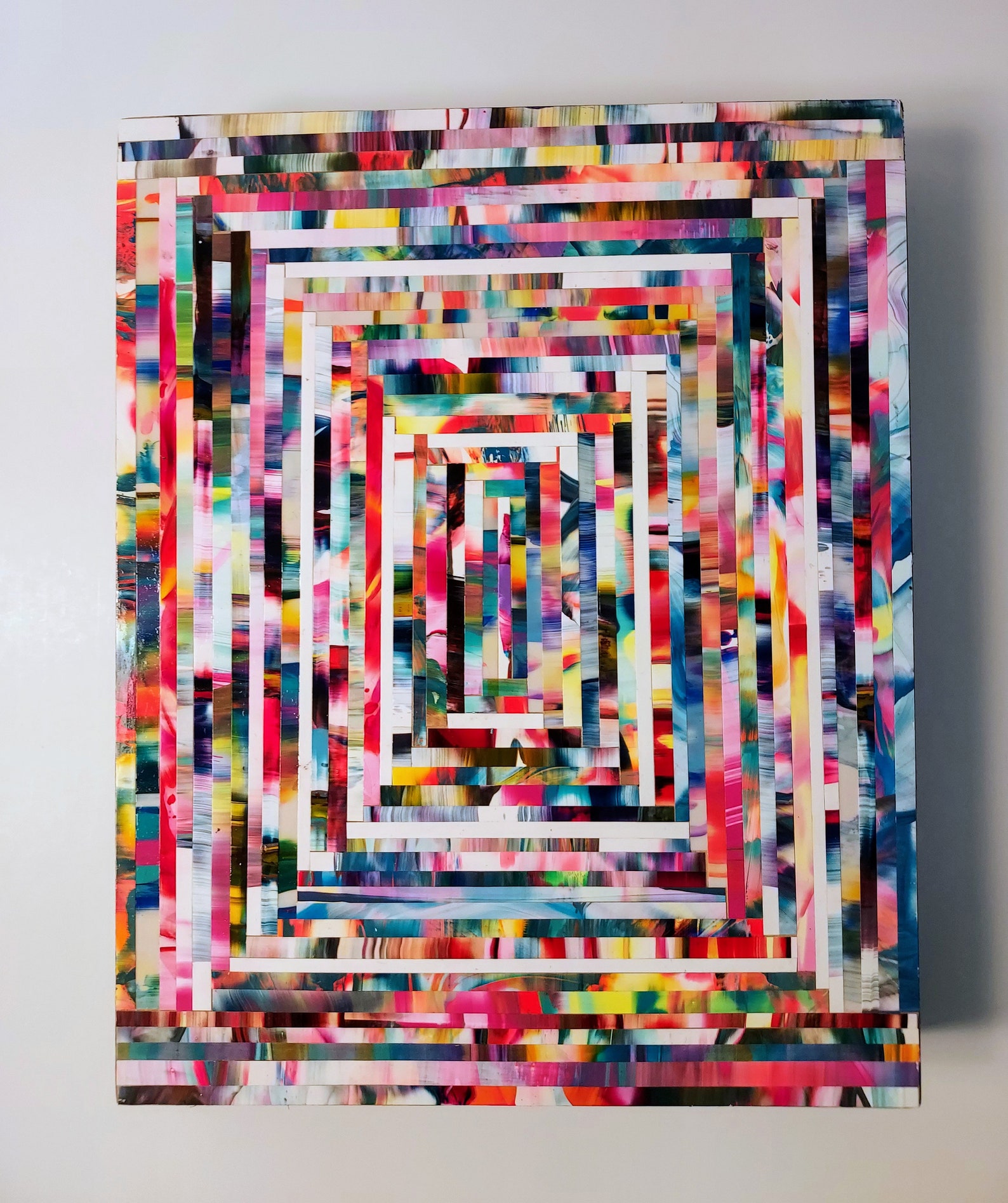 Unique Abstract Log Cabin Collage Original Mixed Media Art Color Lover ...