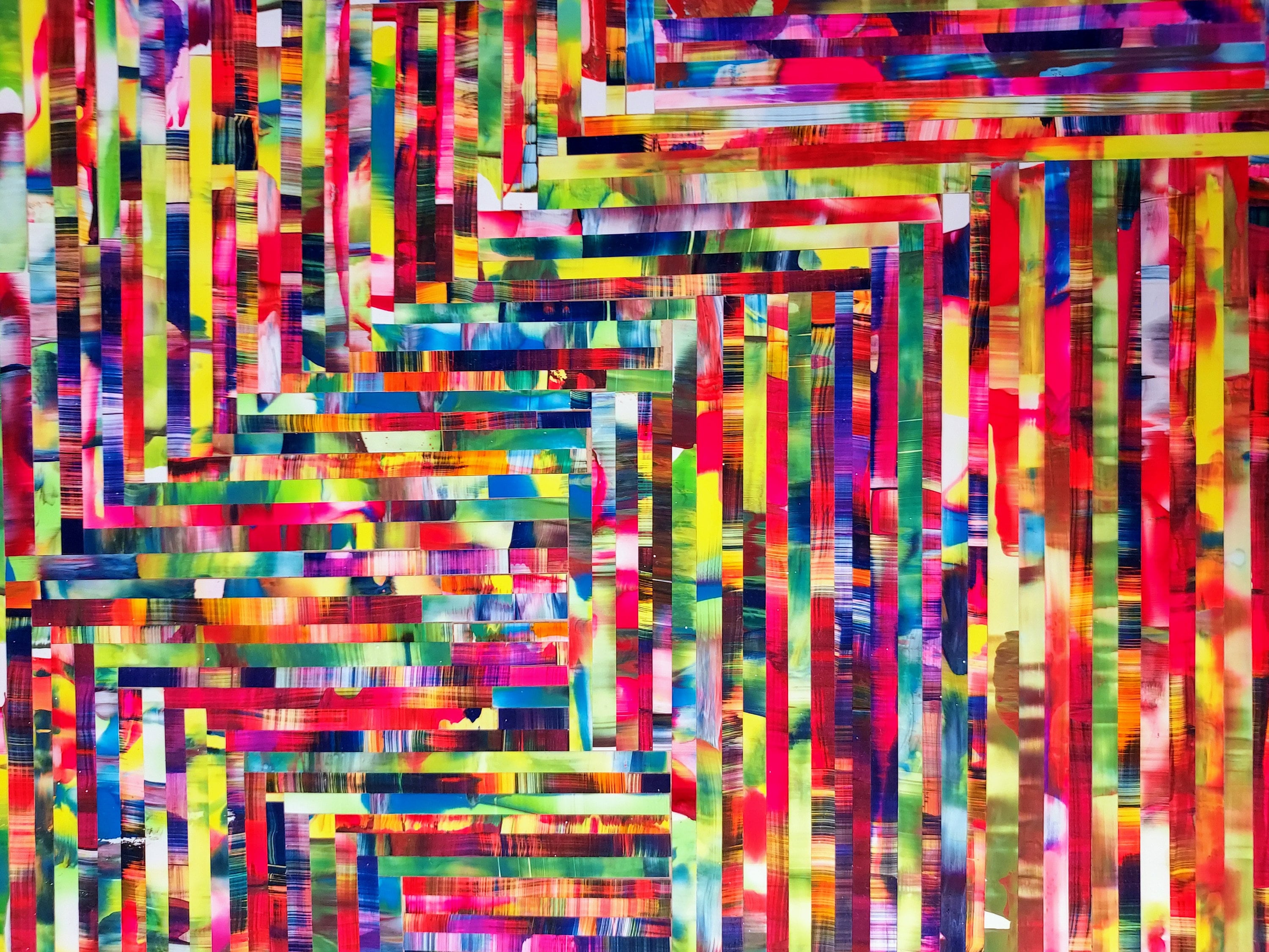 Colorful Abstract Unique Collage Art Vivid Color Artwork Pink and ...