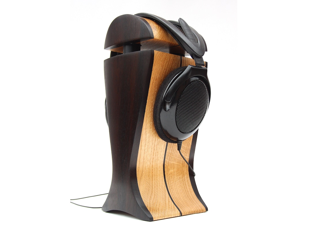 Black Hornbeam & Oak Headphone Stand | Extra Wide | for Audeze, ZMF ...