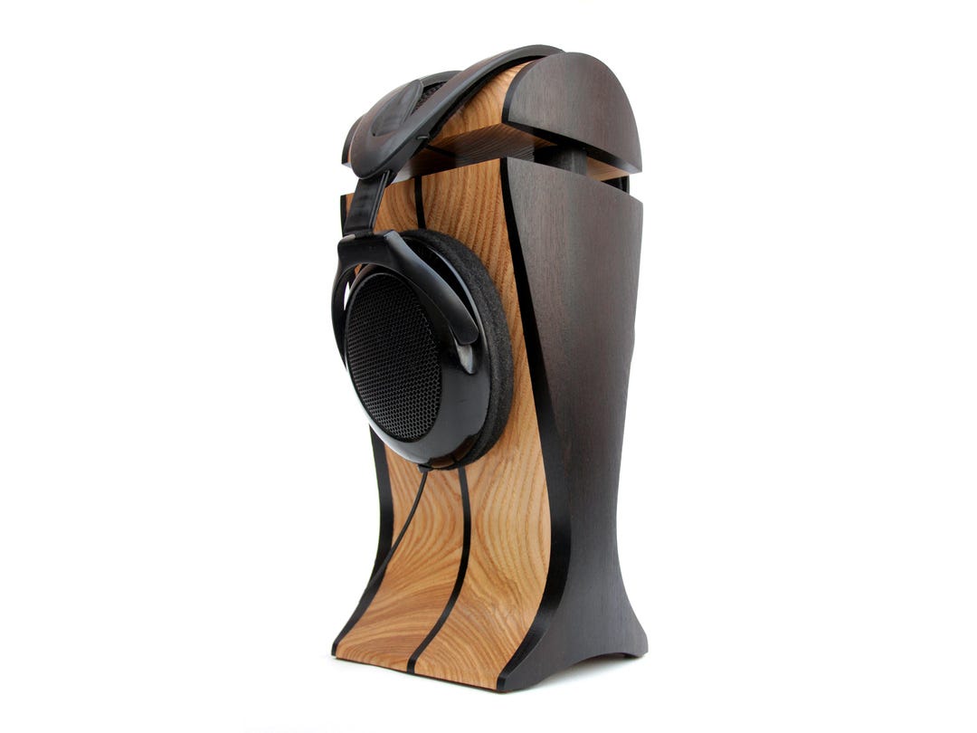 Black Hornbeam & Ash Headphone Stand | Extra Wide | for Audeze, ZMF ...
