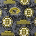 NHL BOSTON BRUINS Hockey 100% Cotton Watermark Print Fabric Material ...