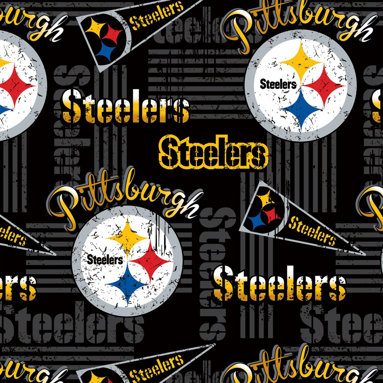 NFL PITTSBURGH STEELERS Vintage Retro Print Football 100% Cotton Fabric ...
