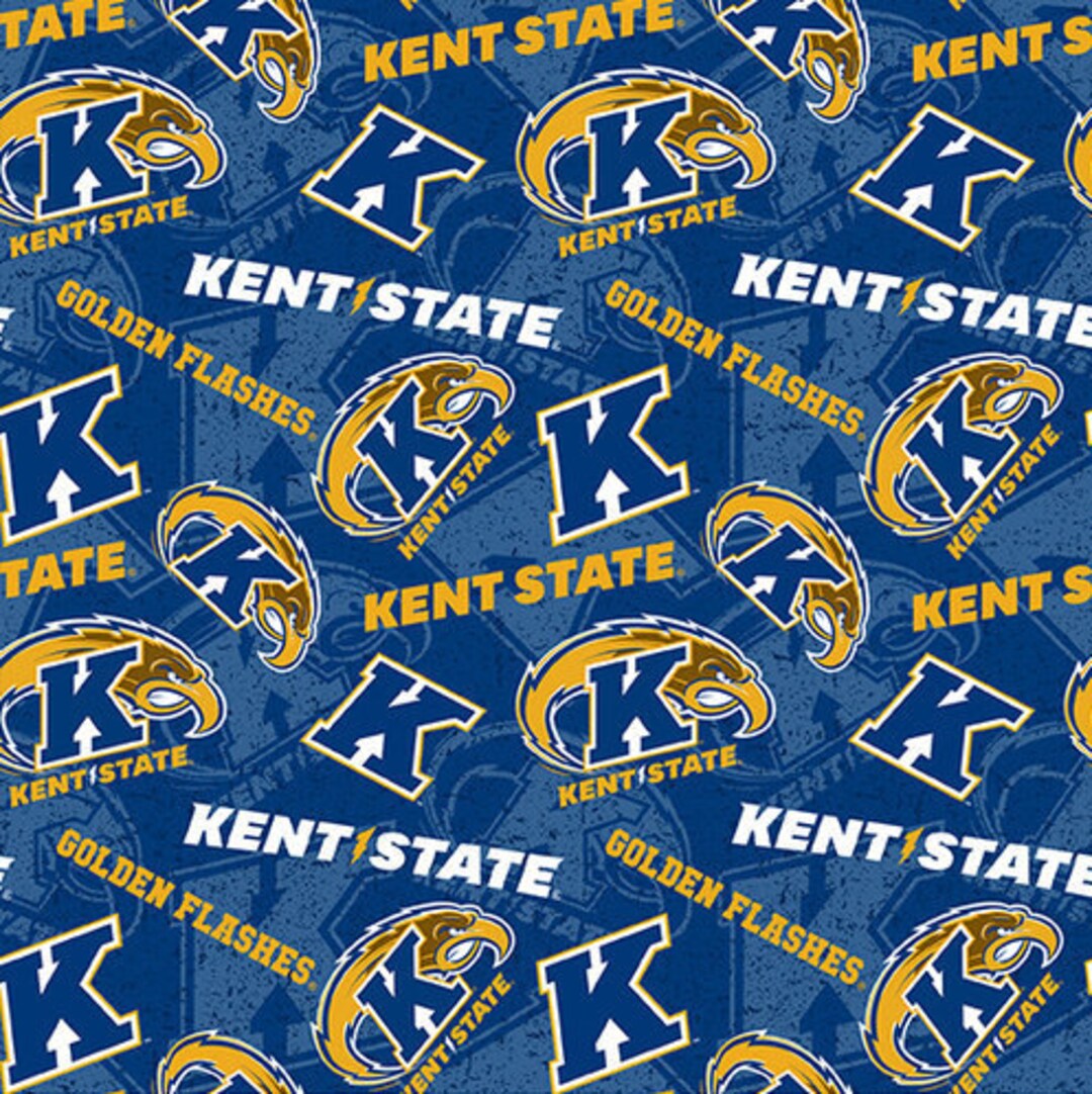 NCAA KENT STATE Golden Flashes Watermark Print Football 100% Cotton ...