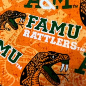 NCAA FLORIDA A&M RATTLERS Watermark Print Football 100% Cotton Fabric ...