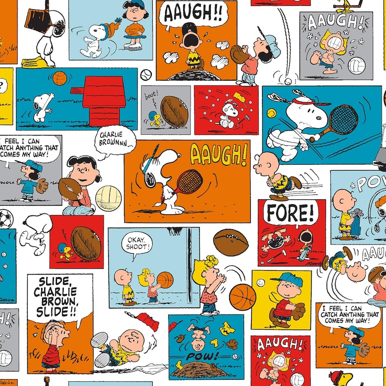 PEANUTS Allover Comic Panels Print 100% Cotton Fabric Material for ...