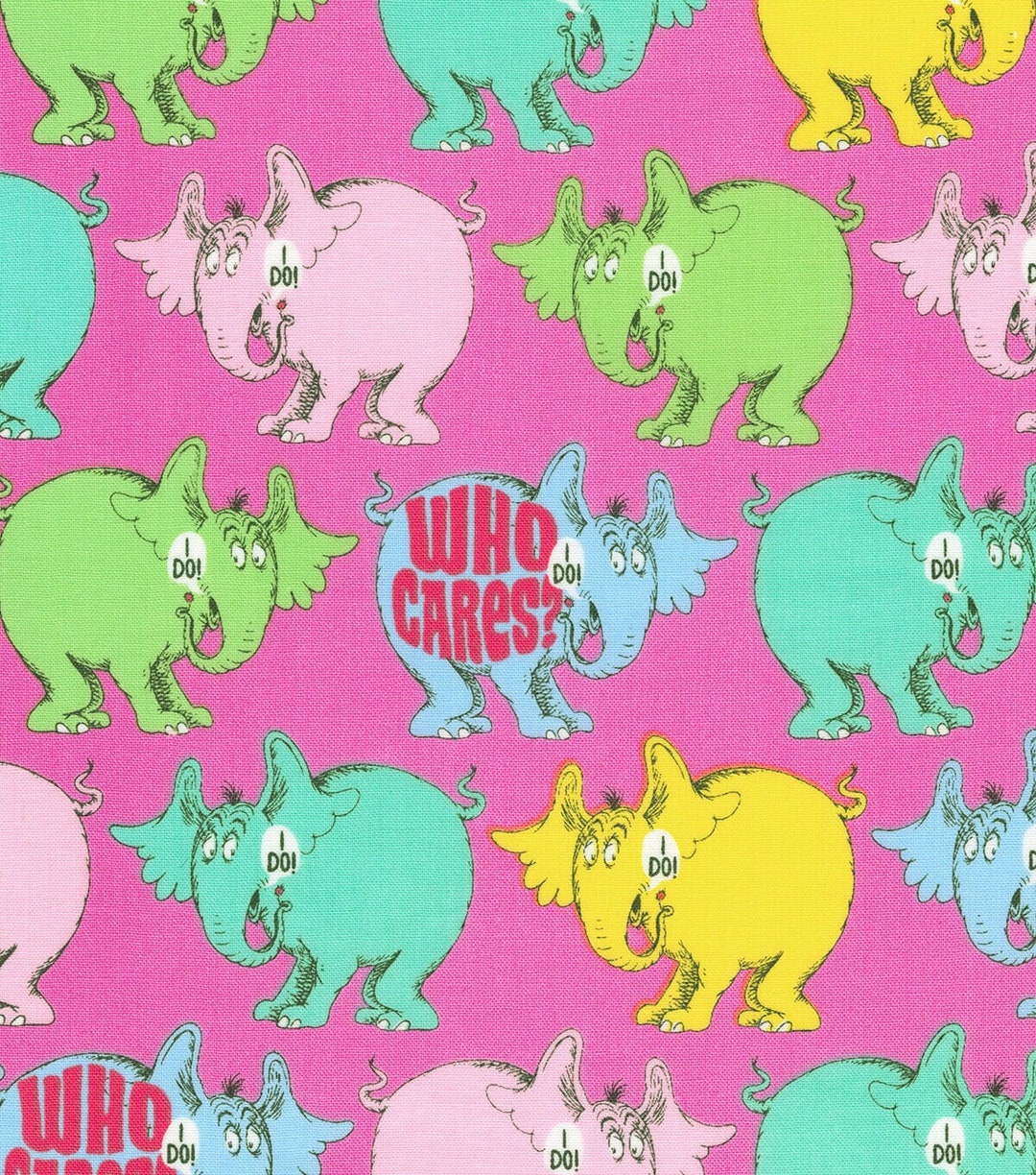 DR SEUSS Horton Cares Print 100% Cotton Fabric Material for Crafts ...
