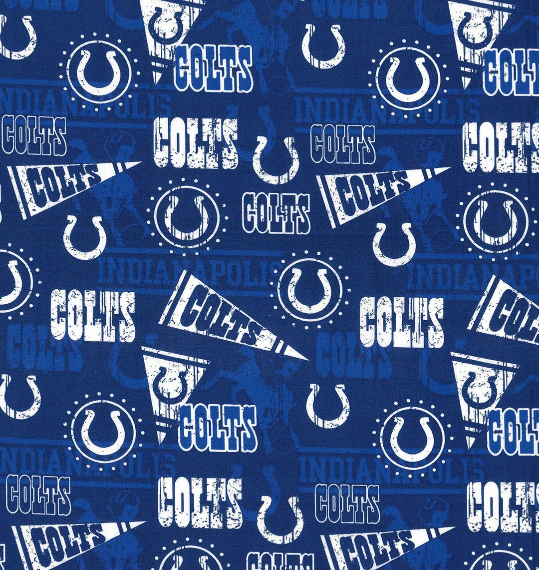NFL INDIANAPOLIS COLTS Vintage Retro Print Football 100% Cotton Fabric ...