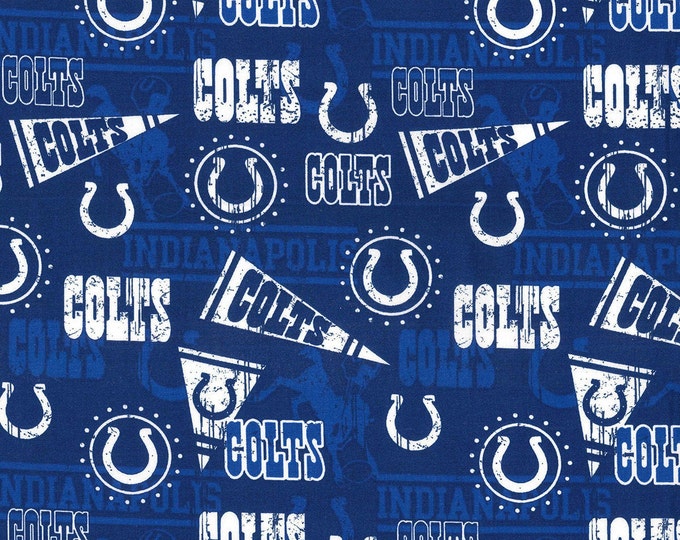 NFL INDIANAPOLIS COLTS Vintage Retro Print Football 100% Cotton Fabric ...