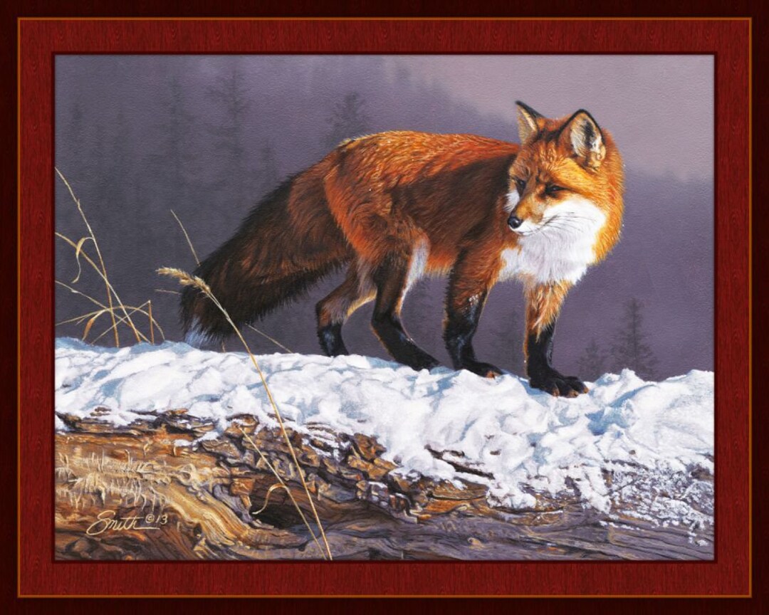 New Large RED RHAPSODY FOX 100% Cotton Panel for Quilts, Crafts, Wall ...