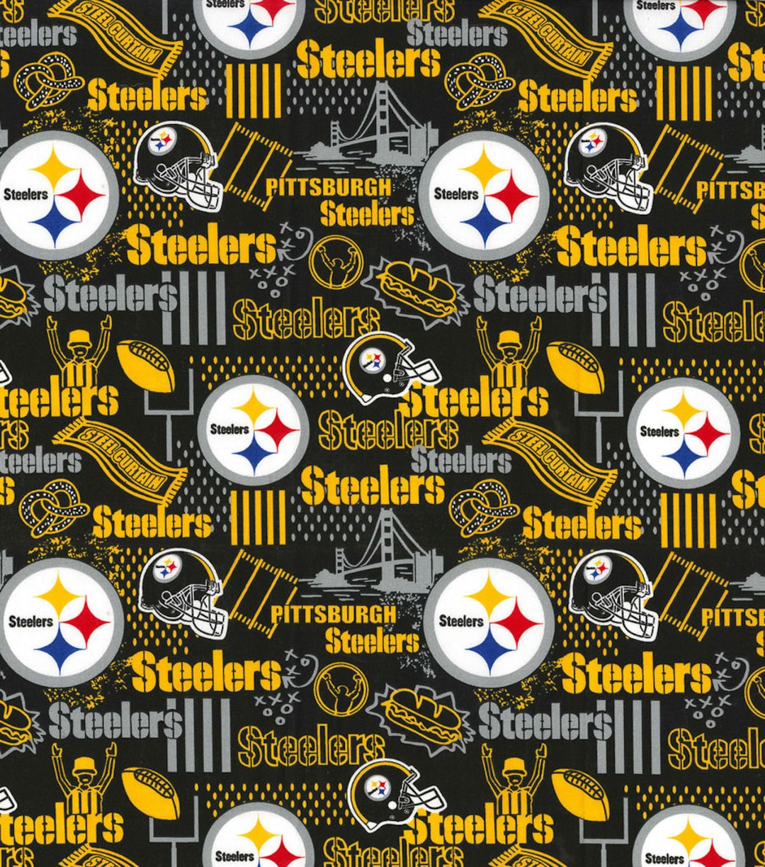 NFL PITTSBURGH STEELERS Steel City Print Football 100% Cotton Fabric ...