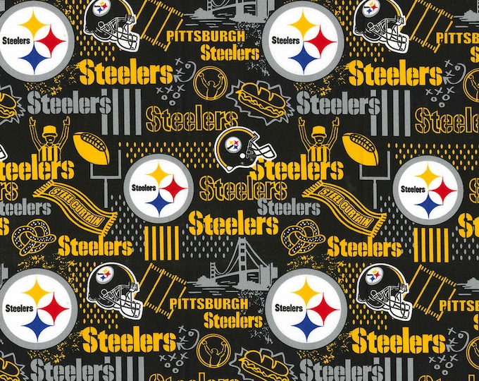 NFL PITTSBURGH STEELERS Steel City Print Football 100% Cotton Fabric ...