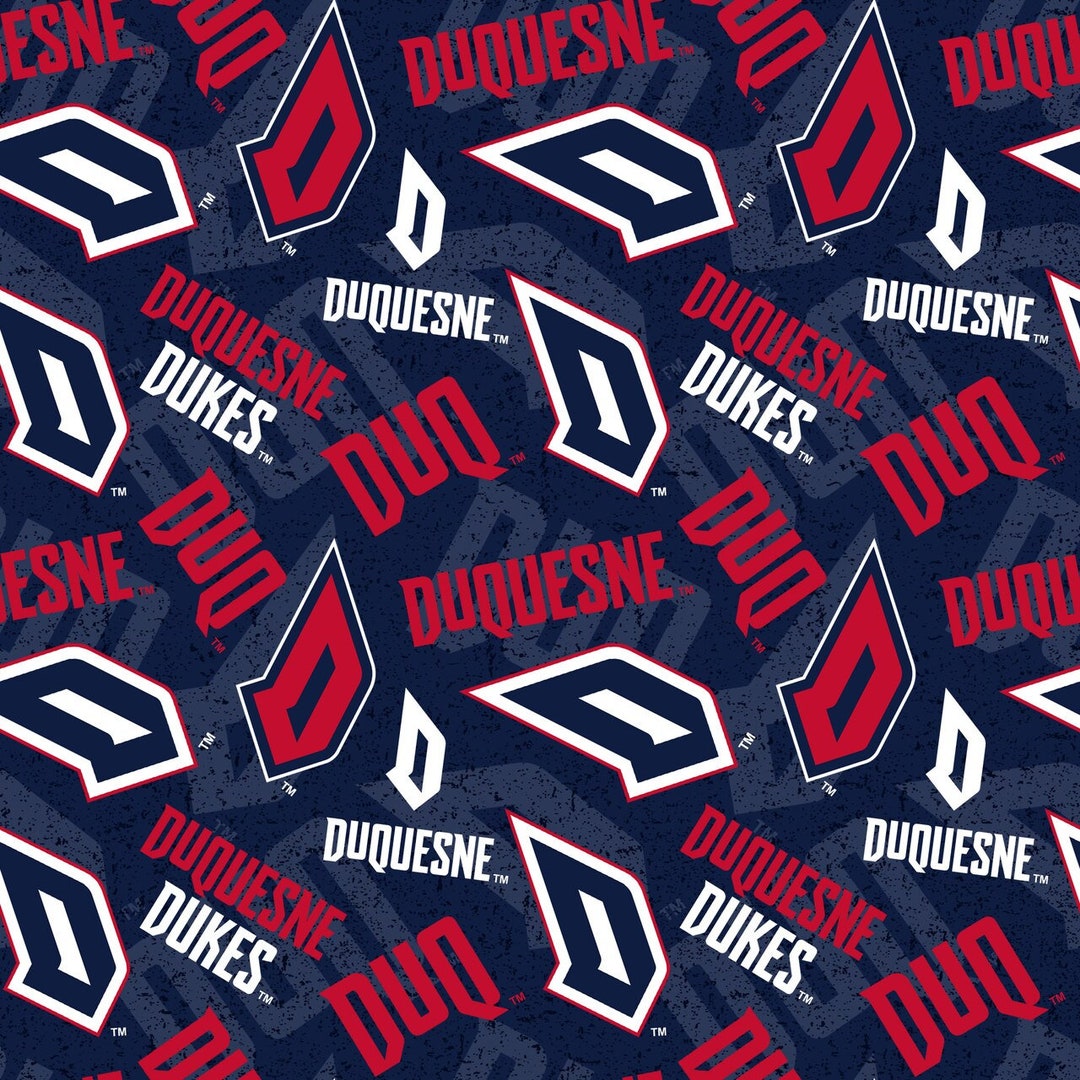 NCAA DUQUESNE DUKES Watermark Print Football 100% Cotton Fabric ...