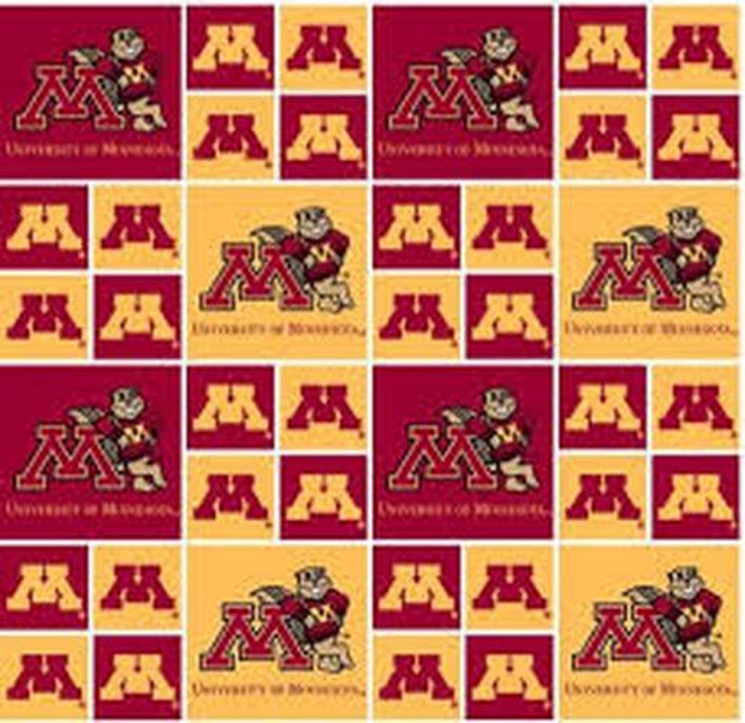 NCAA MINNESOTA GOLDEN Gophers Patchwork 100% Cotton Fabric Material ...