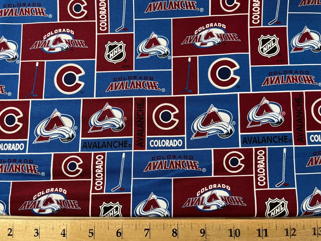 NHL COLORADO AVALANCHE Patchwork Print 100% Cotton Fabric Material You ...