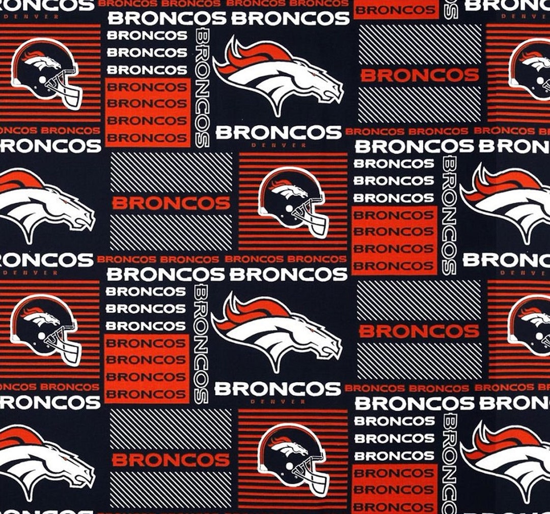 NFL DENVER BRONCOS Patchwork Football 100% Cotton Licensed Fabric ...