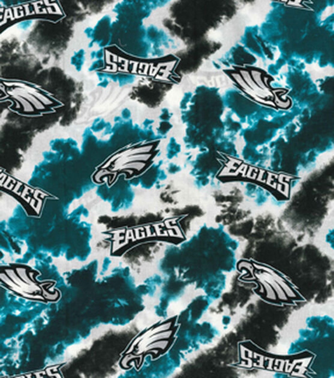 NFL PHILADELPHIA EAGLES Tie Dye Print Football 100% Cotton Fabric ...