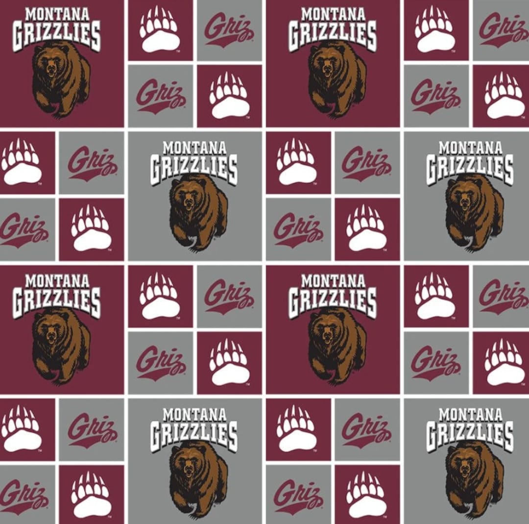 NCAA MONTANA GRIZZLIES Patchwork 100% Cotton Fabric Material Licensed ...