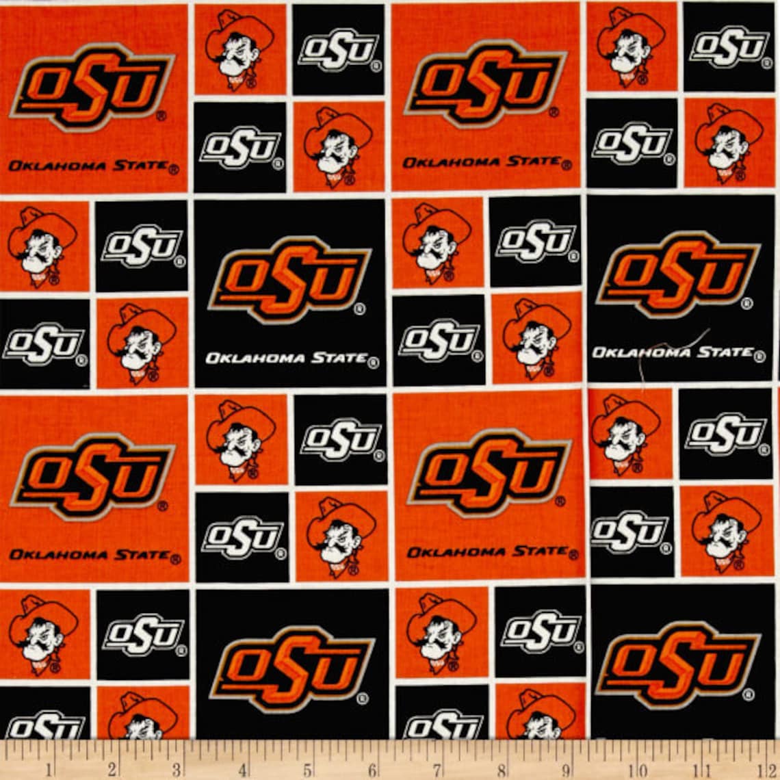 NCAA OKLAHOMA STATE Cowboys Patchwork 100% Cotton College Football ...