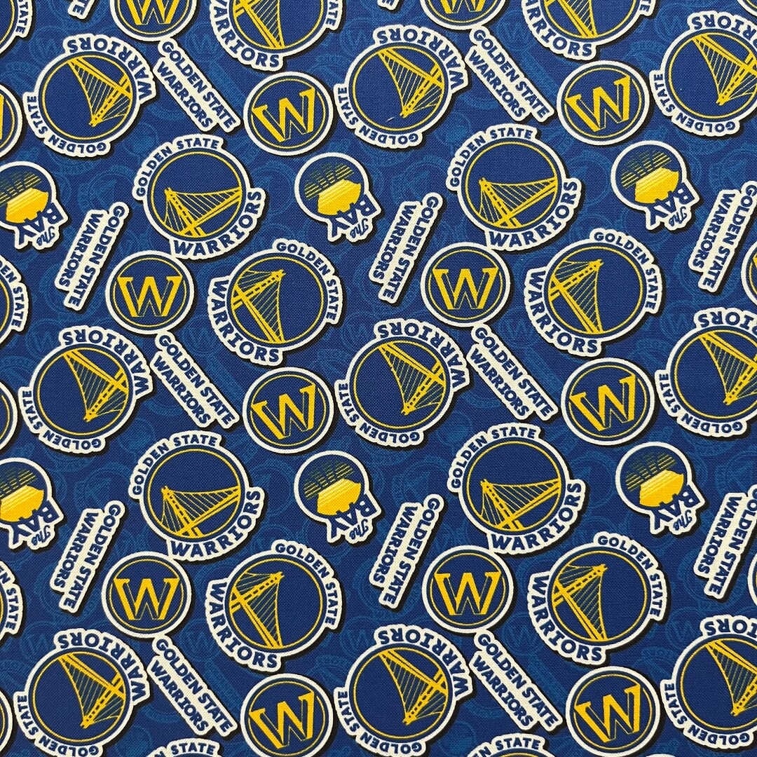 NBA GOLDEN STATE Warriors Tossed Logo Print 100% Cotton Fabric Material ...