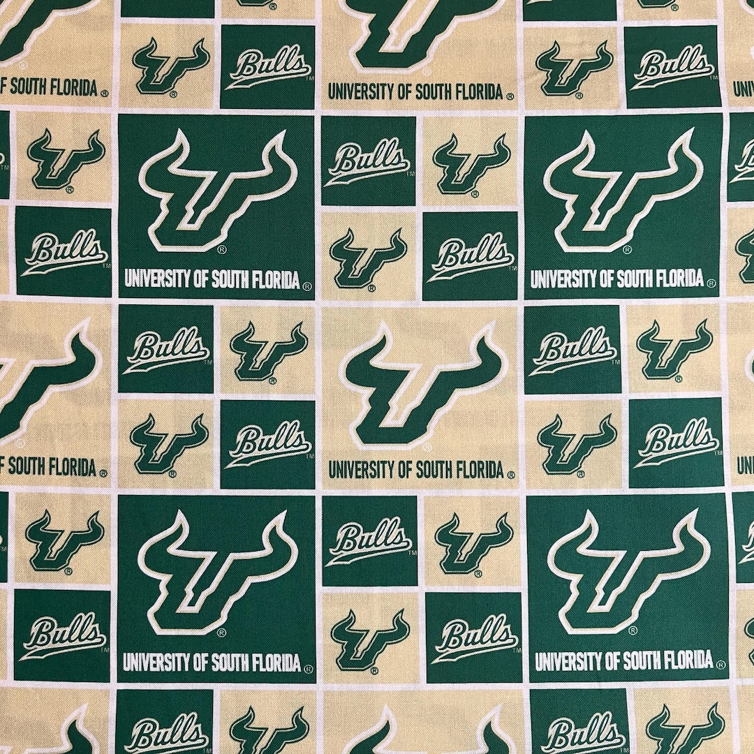 NCAA University of SOUTH FLORIDA Bulls Patchwork #2 100% Cotton Fabric ...