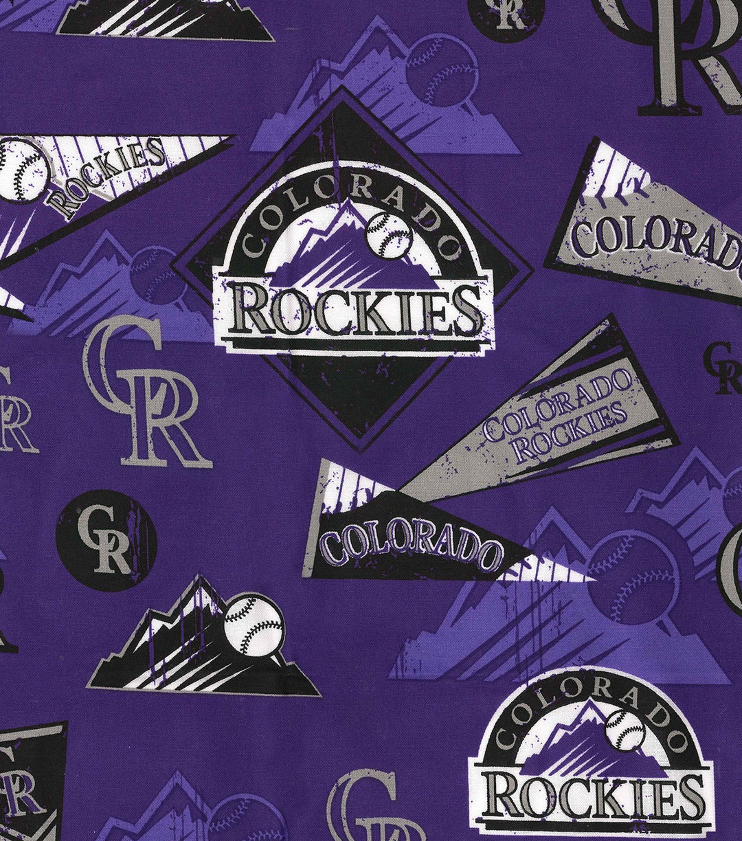 MLB COLORADO ROCKIES Vintage Print #1 Baseball 100% Cotton Fabric ...