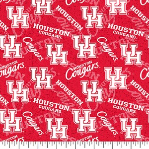 NCAA University of HOUSTON COUGARS Watermark Print Football 100% Cotton ...