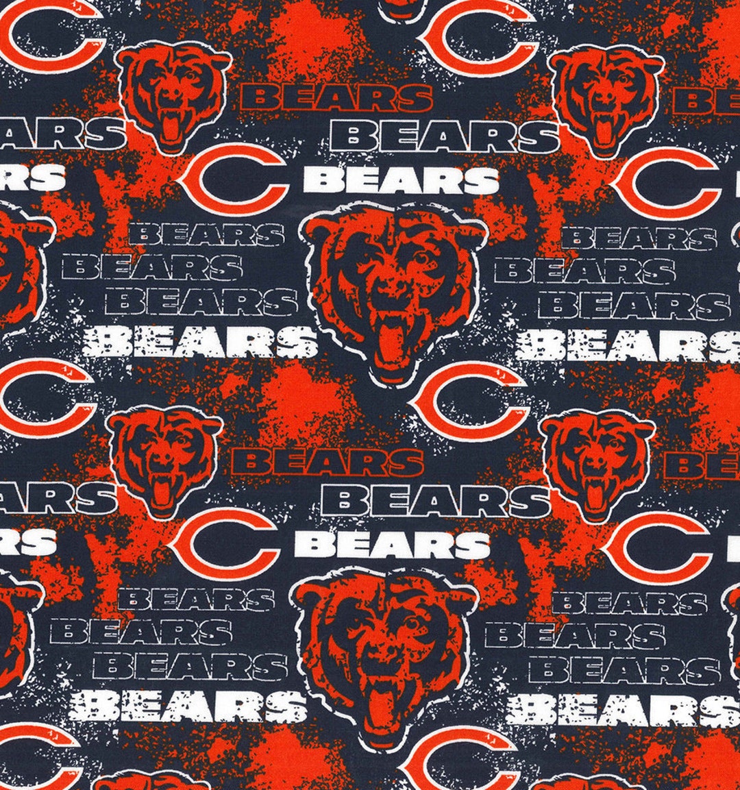 NFL CHICAGO BEARS Weathered Look Print Football 100% Cotton Fabric ...