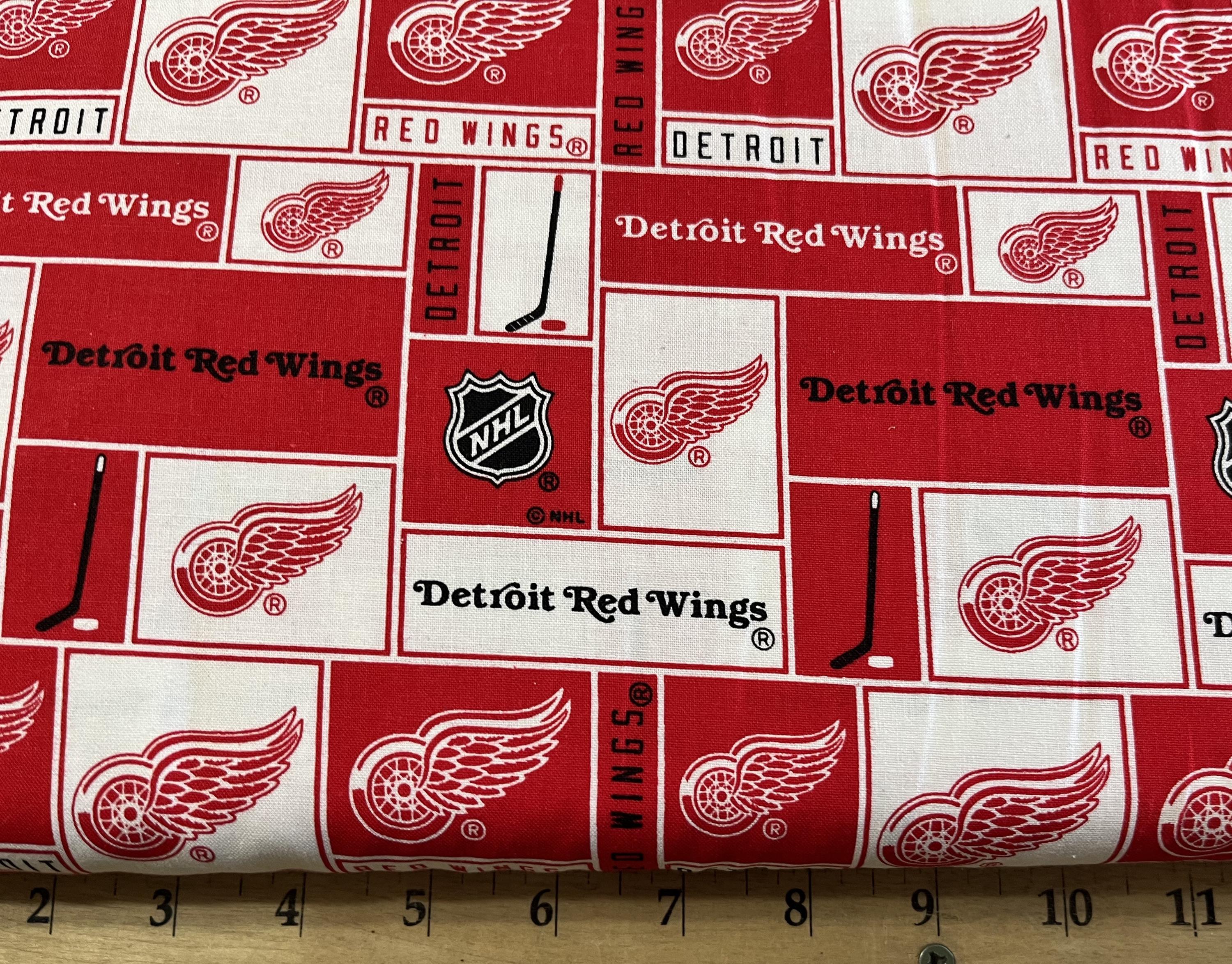 NHL DETROIT Red WINGS Patchwork Hockey 100% Cotton Fabric Material You ...