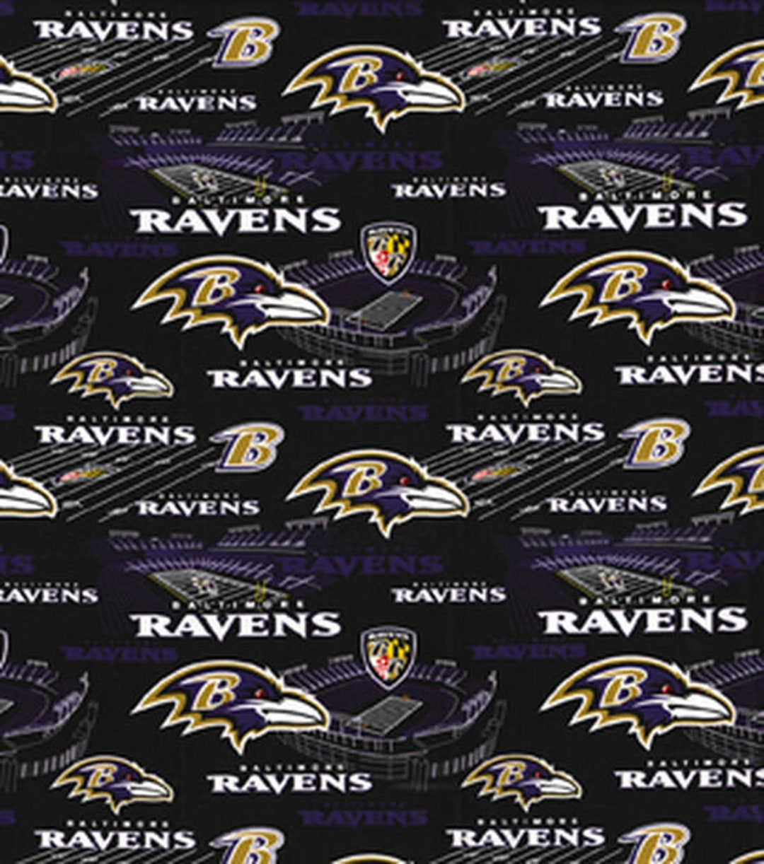 NFL BALTIMORE RAVENS Stadium Print Football 100% Cotton Fabric Licensed ...