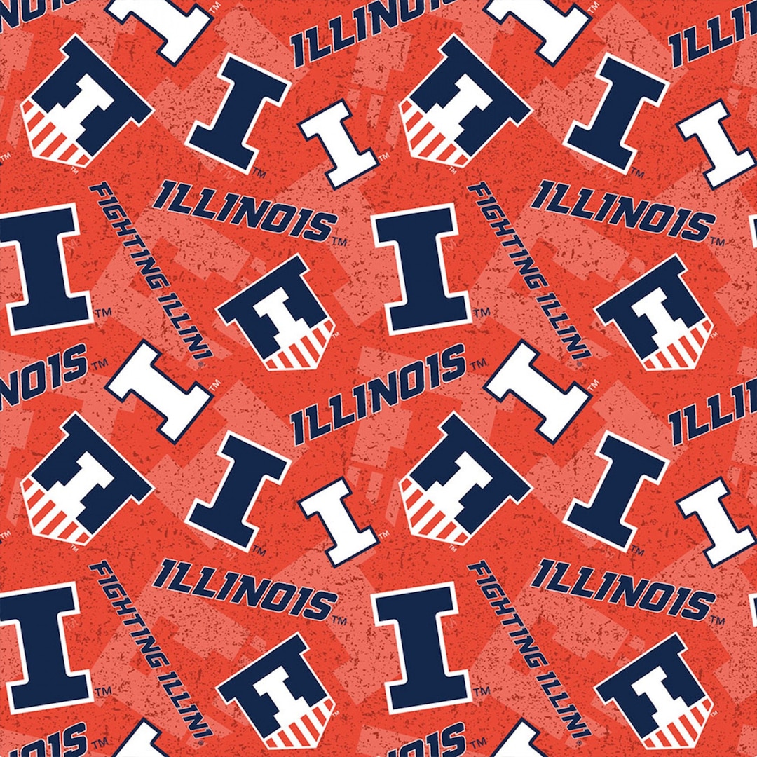 NCAA ILLINOIS Fighting Illini Watermark Print Football 100% Cotton ...