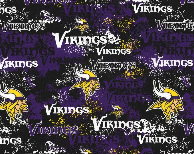 NFL MINNESOTA VIKINGS Weathered Look Print Football 100% Cotton Fabric ...