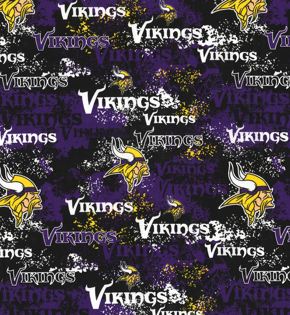 NFL MINNESOTA VIKINGS Weathered Look Print Football 100% Cotton Fabric ...