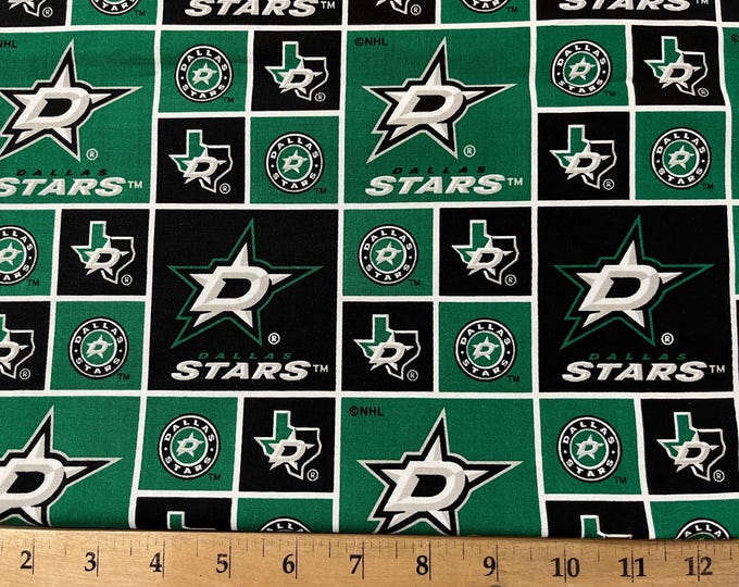 NHL DALLAS STARS Licensed Patchwork Hockey 100% Cotton Fabric Material ...