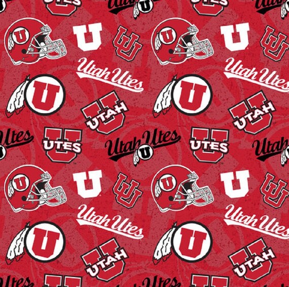 NCAA UTAH UTES Watermark Print Football 100% Cotton Fabric - Etsy
