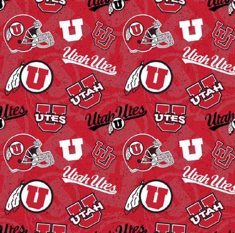 NCAA UTAH UTES Watermark Print Football 100% Cotton Fabric - Etsy