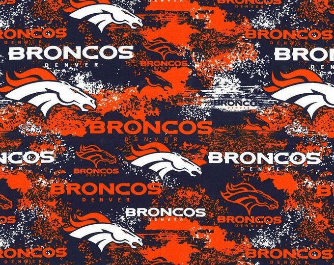 NFL DENVER BRONCOS Weathered Look Print Football 100% Cotton Fabric ...