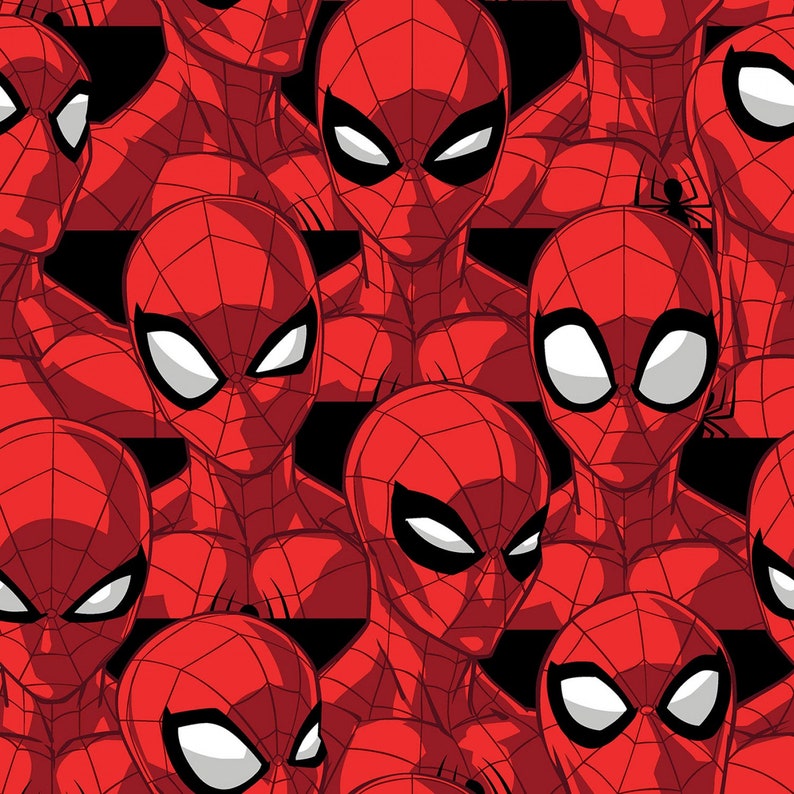 MARVEL SPIDERMAN Spidey Faces Print 100% cotton fabric | Etsy