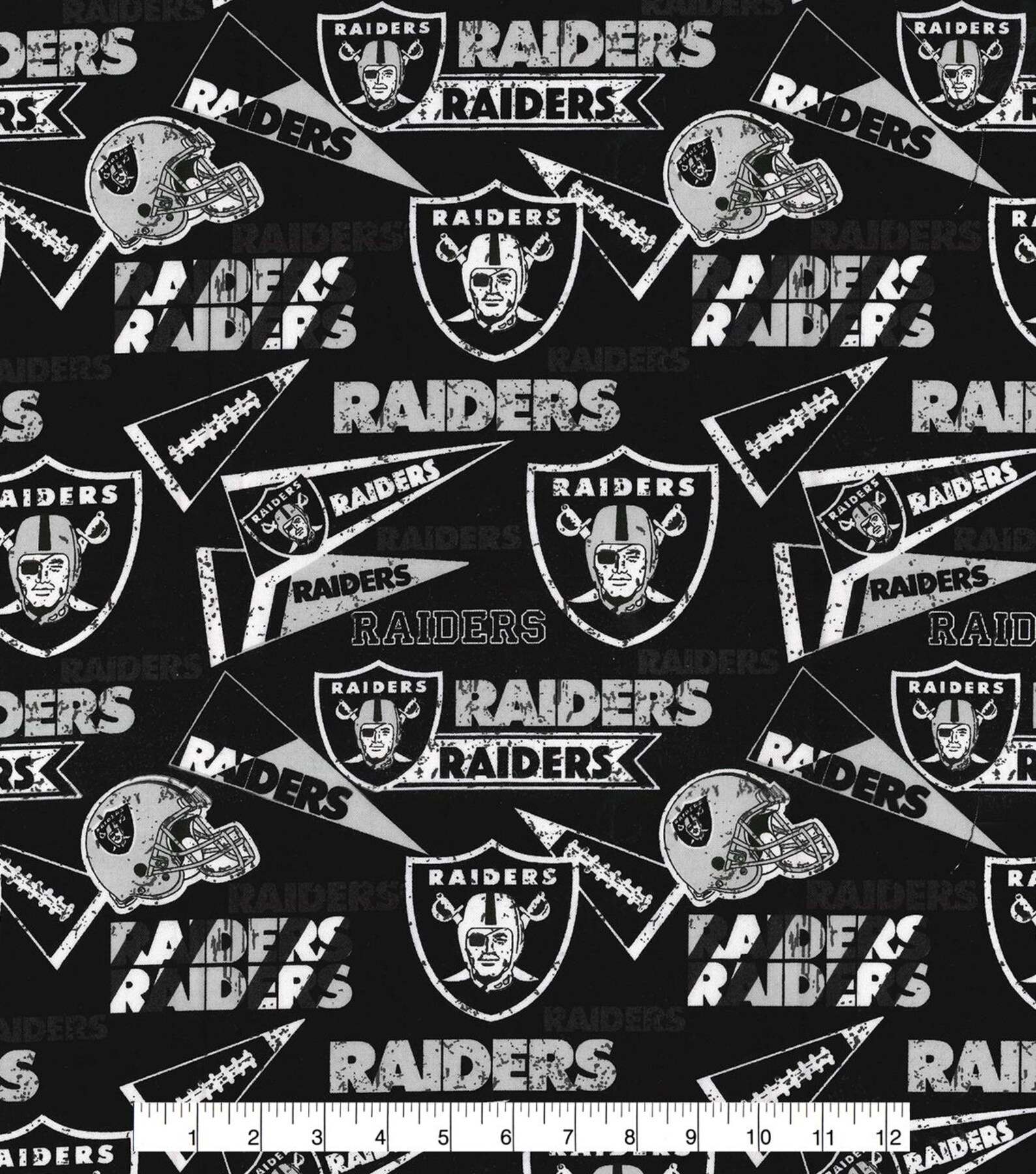 NFL LAS VEGAS Raiders Vintage Retro Print Football 100% Cotton Fabric ...