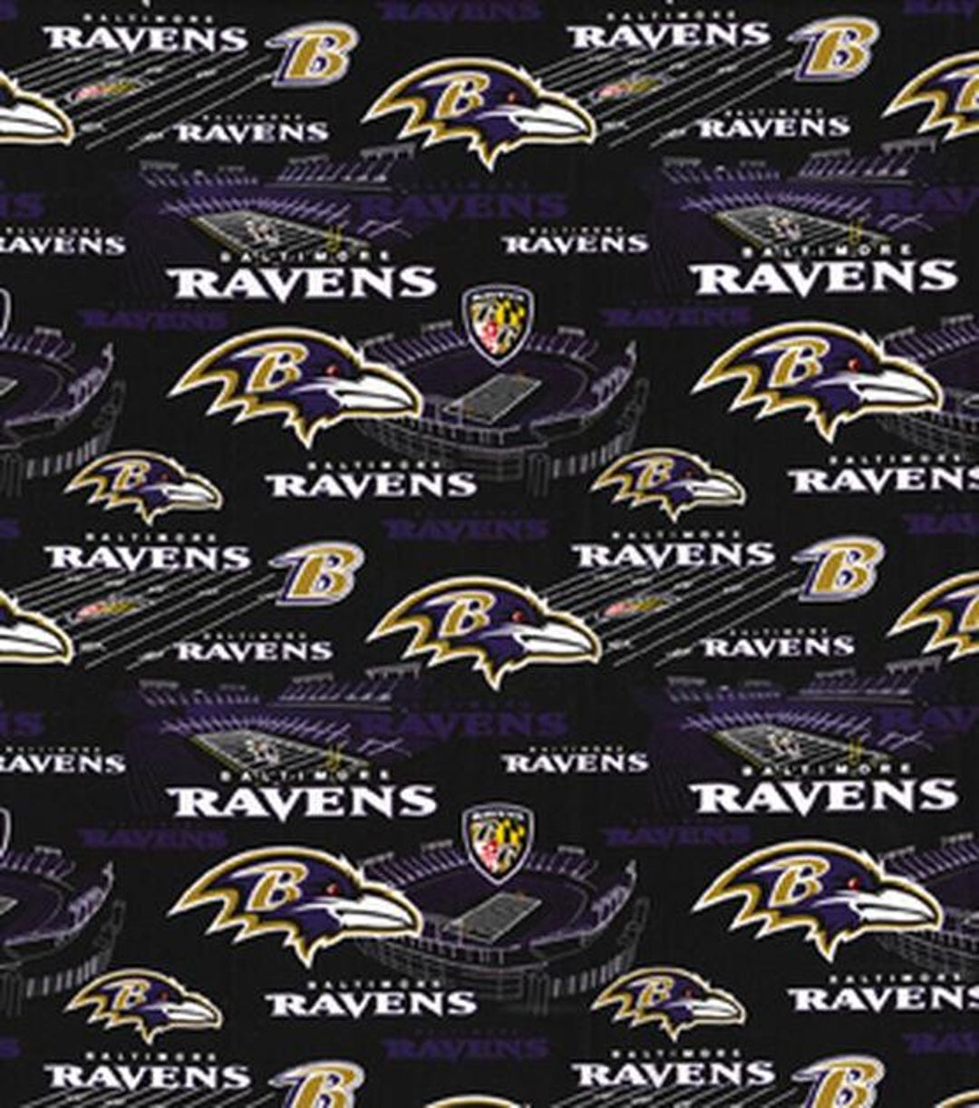 NFL BALTIMORE RAVENS Stadium Print Football 100% Cotton Fabric Licensed ...