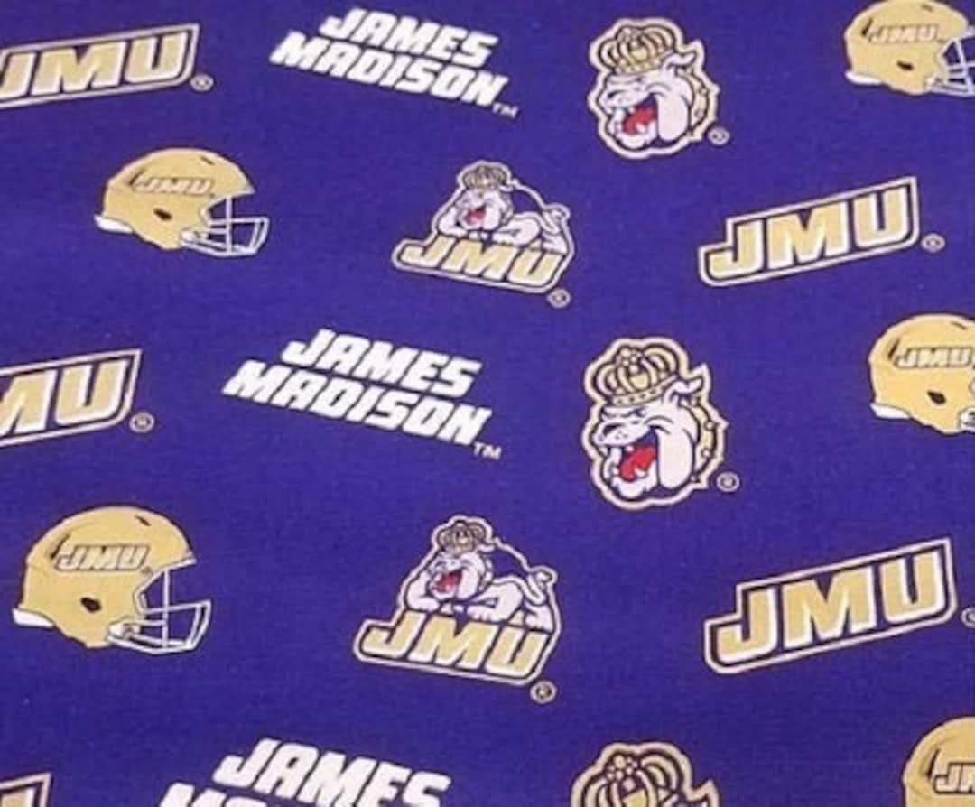 NCAA JAMES MADISON Allover Print 100% Cotton Fabric Material Licensed ...
