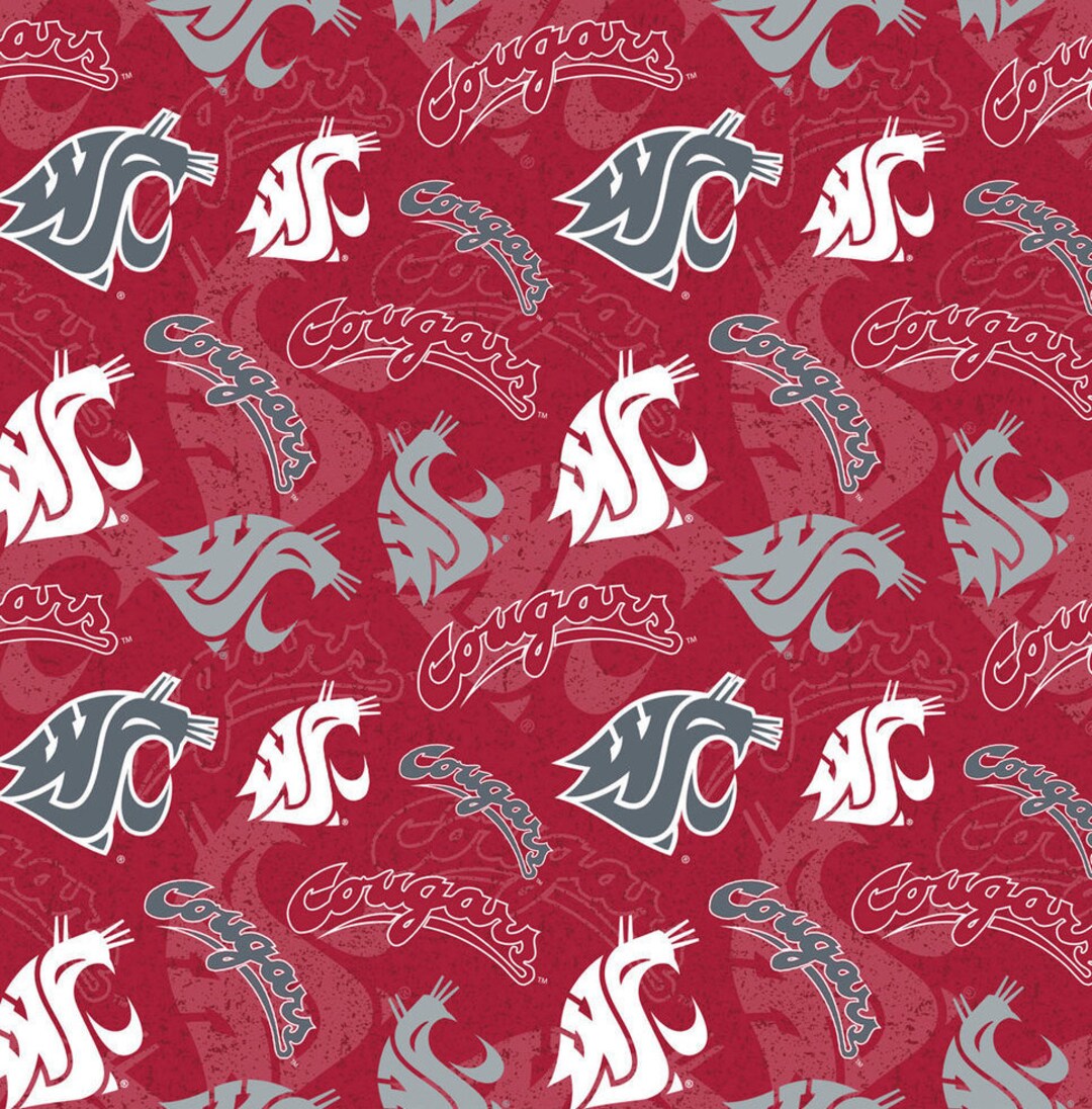 NCAA WASHINGTON STATE Cougars Watermark Print Football 100% Cotton ...