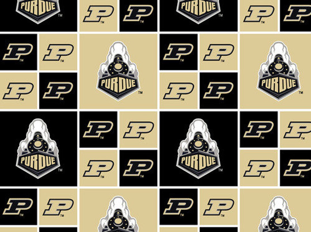NCAA PURDUE BOILERMAKERS Patchwork 100% Cotton Fabric Material Licensed ...