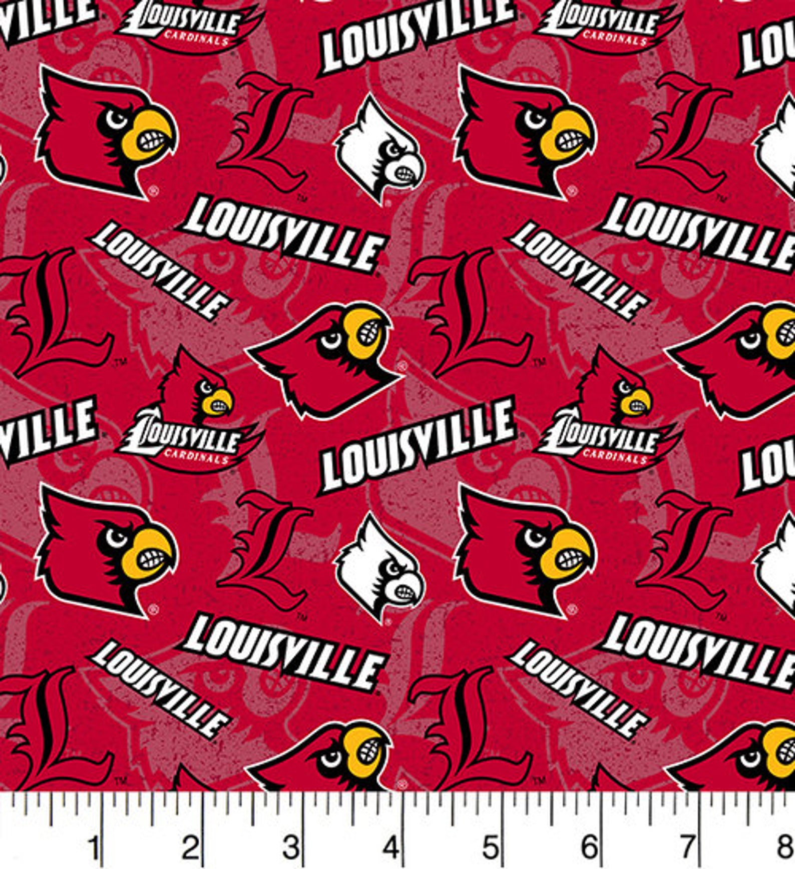 NCAA LOUISVILLE CARDINALS Watermark Print Football 100% Cotton - Etsy