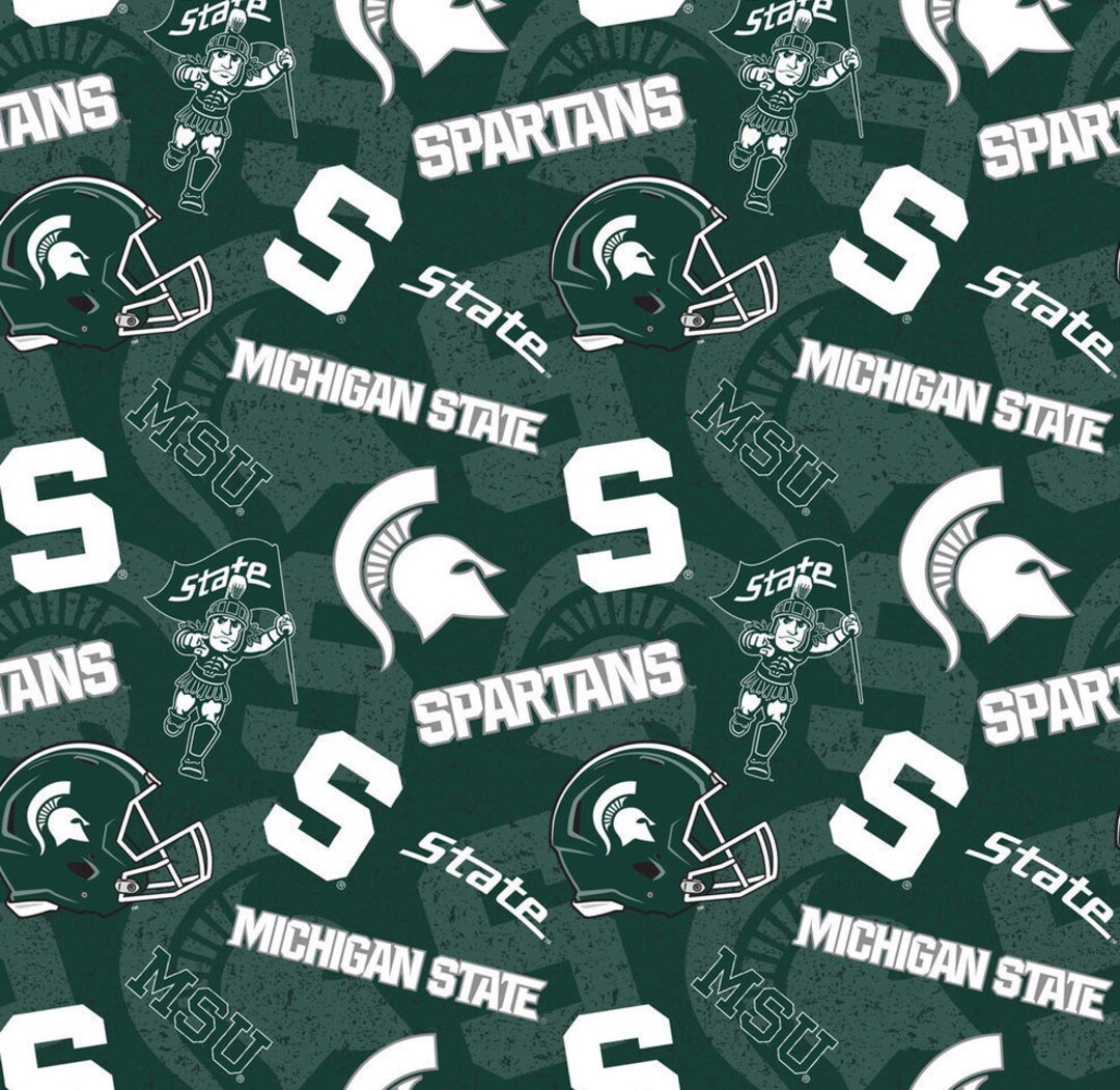 NCAA MICHIGAN STATE Spartans Watermark Print Football 100% Cotton ...