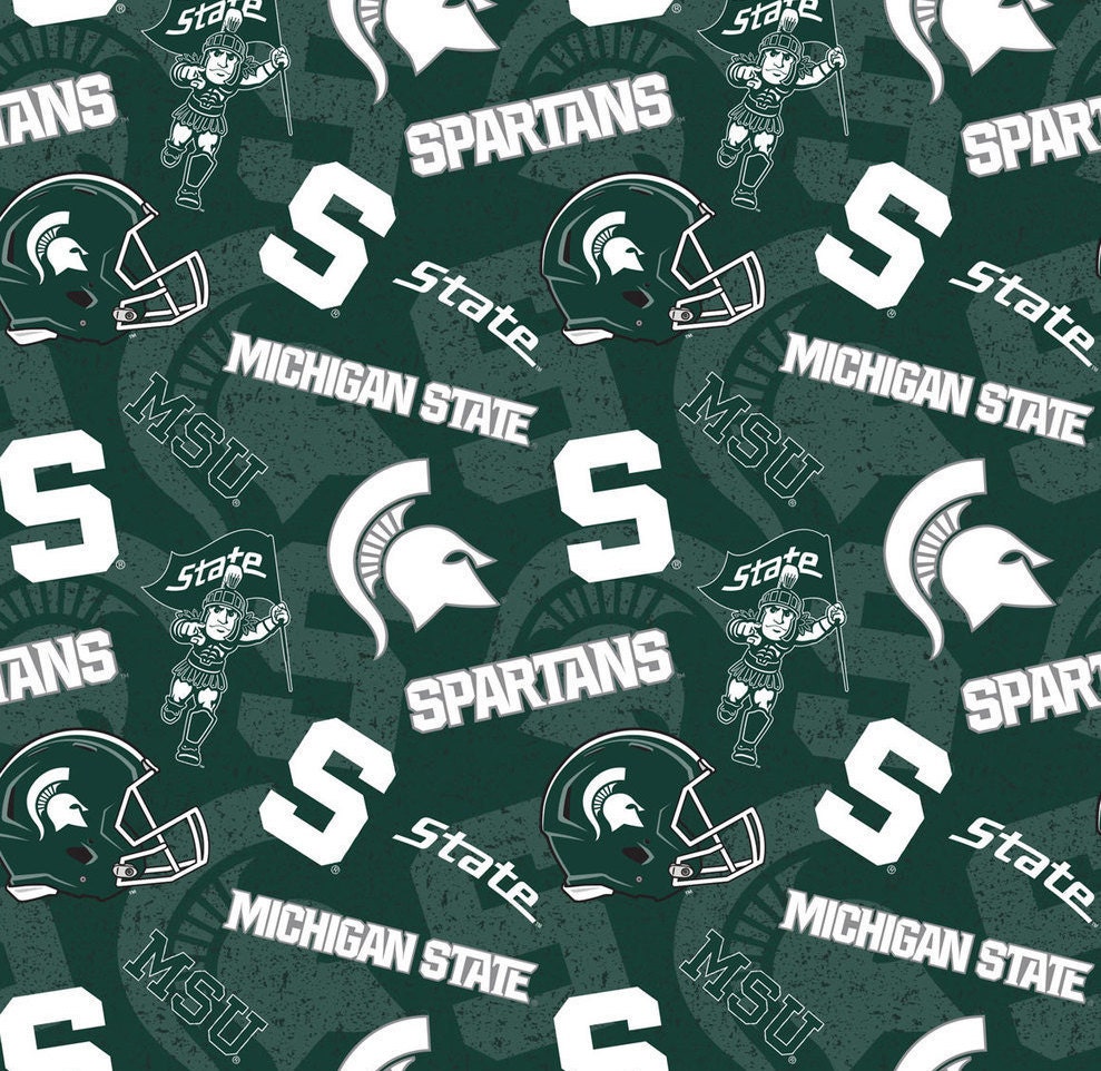 NCAA MICHIGAN STATE Spartans Watermark Print Football 100% Cotton ...