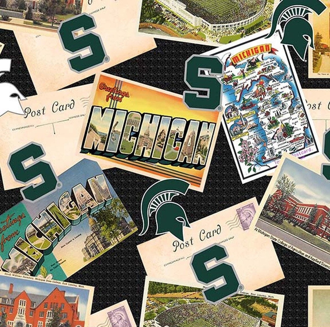 NCAA MICHIGAN STATE Spartans Postcard Print 100% Cotton - Etsy
